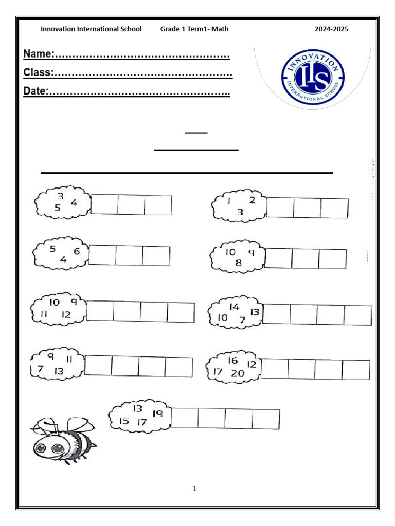 Grade 1 Math Activities 2024-2025 | PDF