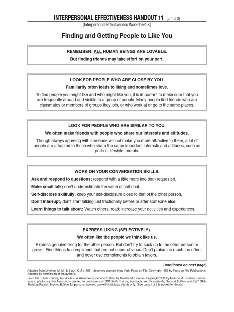 Finding and Getting People To Like You | PDF | Dialectical Behavior ...