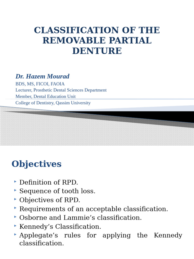 Classification of The Removable Partial Denture | PDF | Dental Implant ...