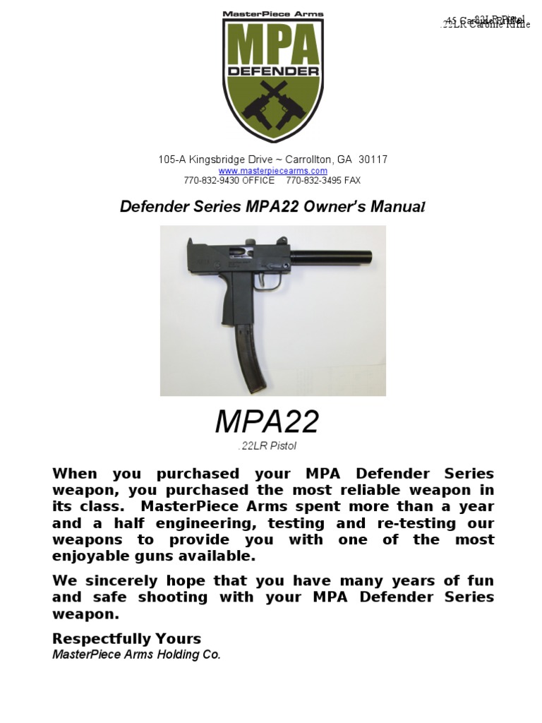 MPA 22 Manual | PDF | Magazine (Firearms) | Cartridge (Firearms)