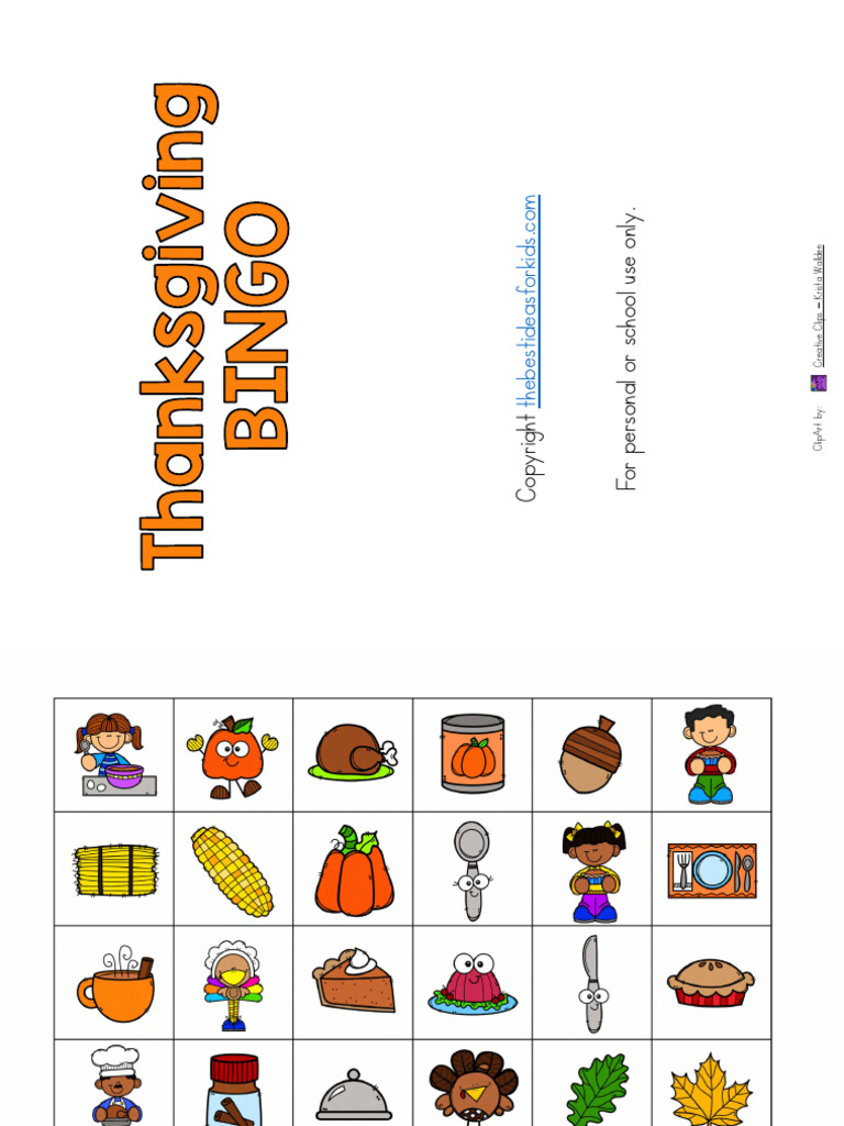 Thanksgiving Bingo Cards The Best Ideas For Kids | PDF
