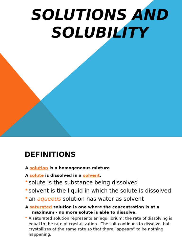Understanding Solutions and Solubility Concepts | PDF | Solubility ...