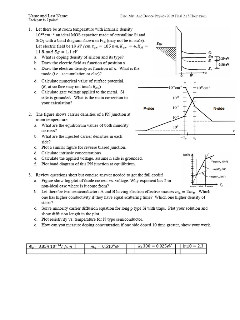 Device Phys 2019 Final | PDF