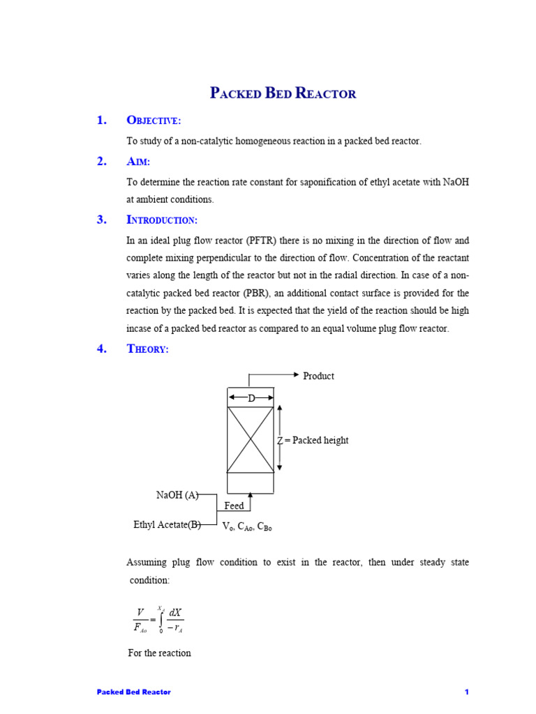 0. Packed Bed Reactor Writeup | PDF | Chemical Reactor | Mole (Unit)