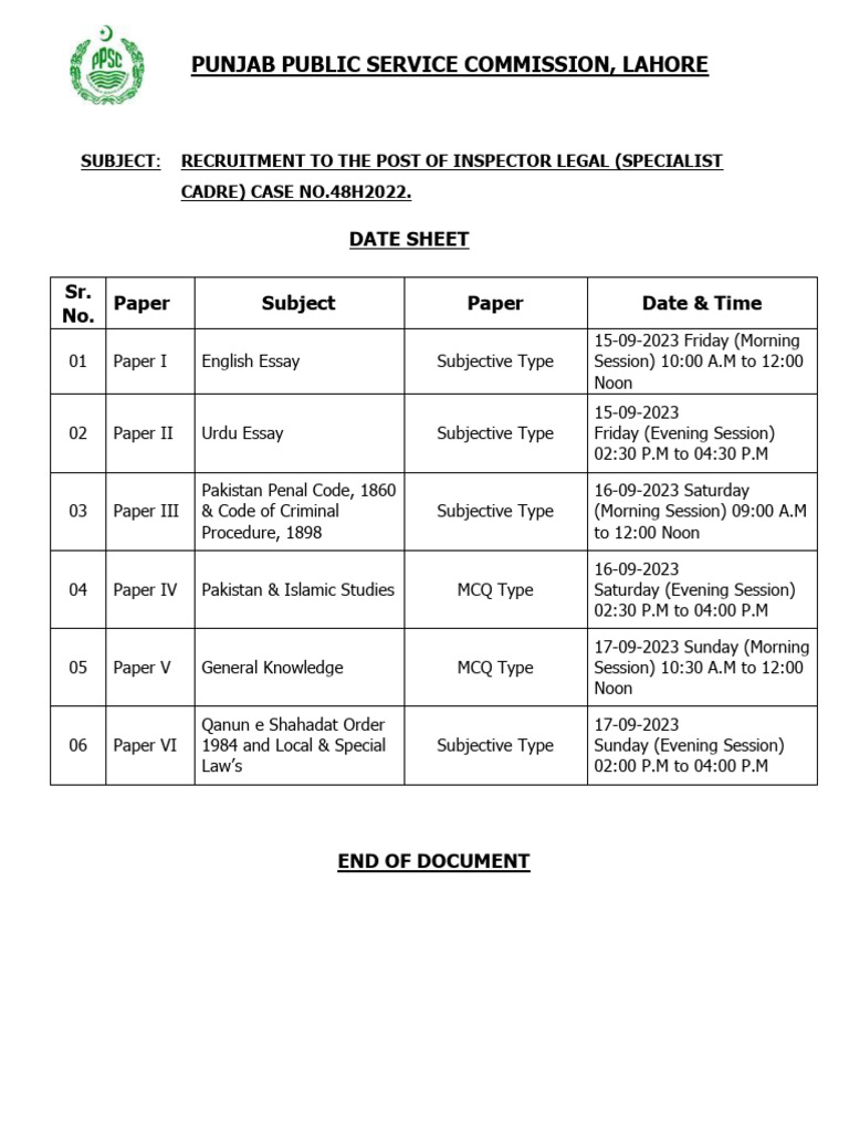 (Date Sheet) (1) - 230907173542 | PDF