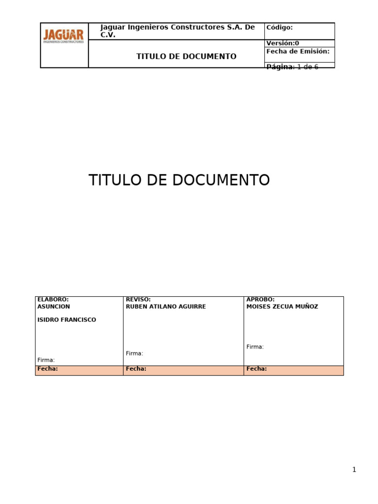 Machote de Procedimientos | PDF