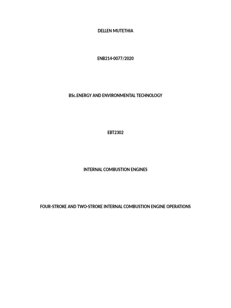 ICE report 1 complete | PDF | Internal Combustion Engine | Engines