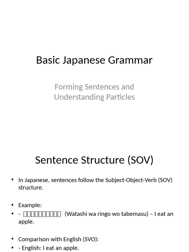 Basic Japanese Grammar Lesson | PDF
