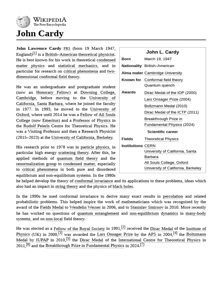 John_Cardy | PDF | Physical Sciences | Physics