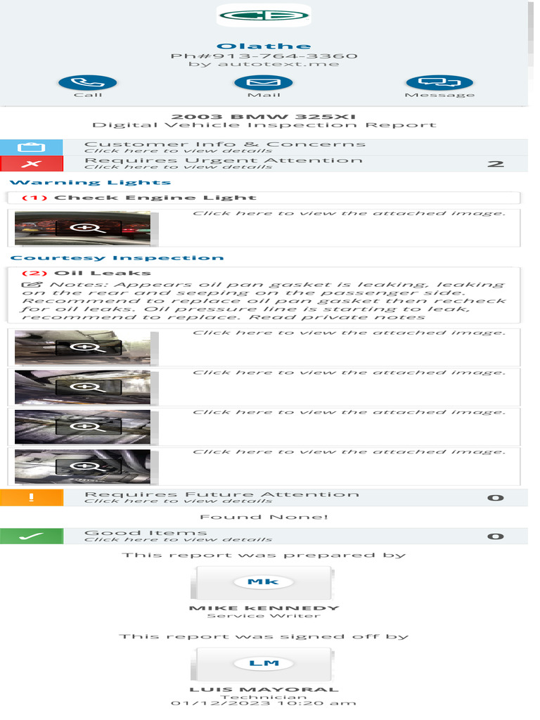 2003 BMW 325XI Inspection Report | PDF