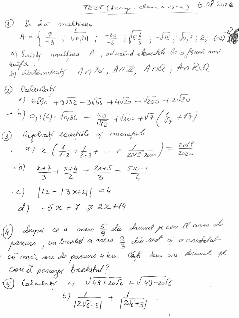 Recapitulare Clasa 7 | PDF