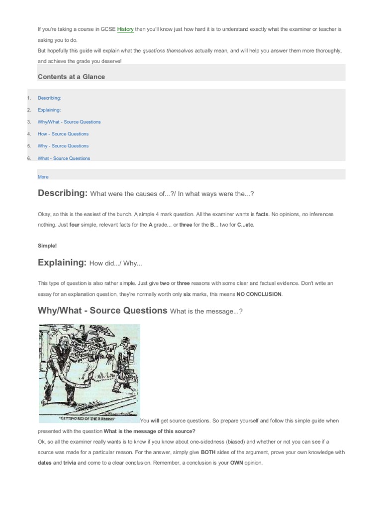 Answering History Questions Effectively | PDF | Propaganda | Test ...