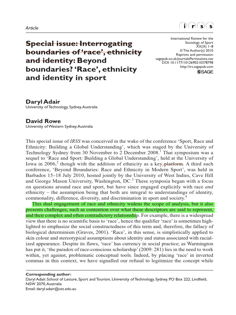 Adair-And-Rowe-Beyond Boundaries Race Ethnicity and Ide | PDF | Race ...