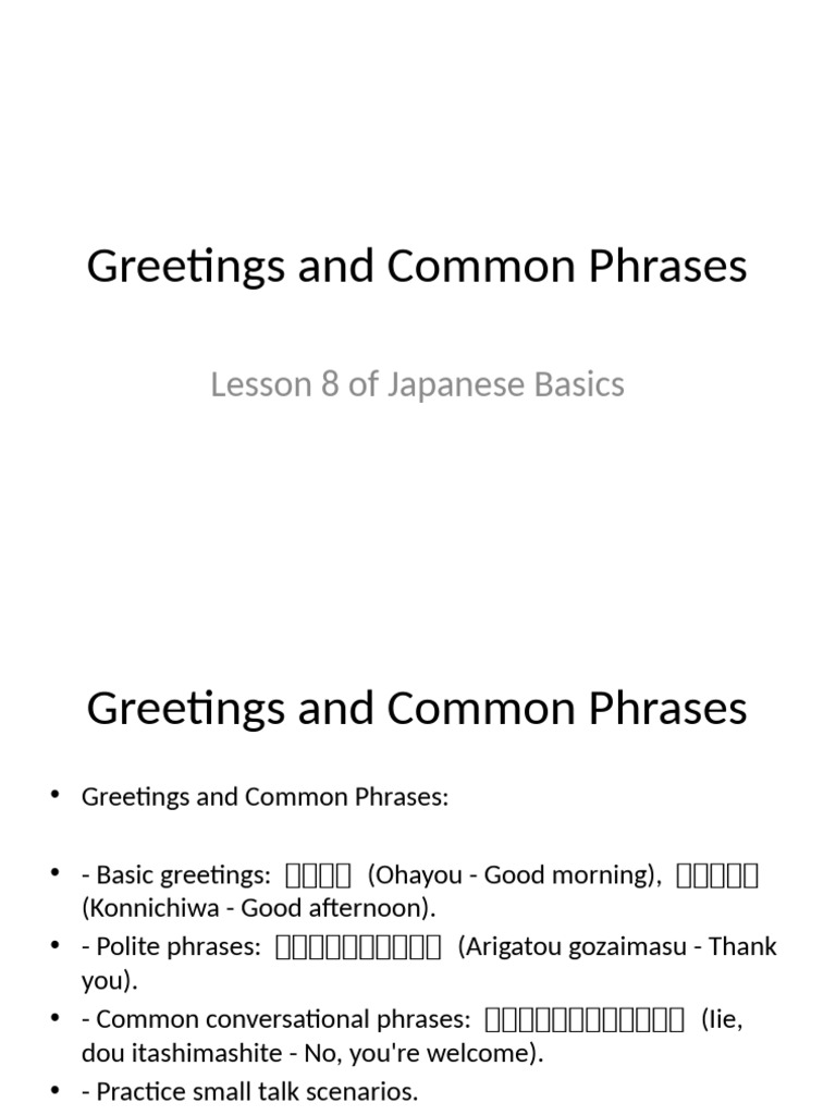 Lesson 8 Greetings and Common Phrases | PDF