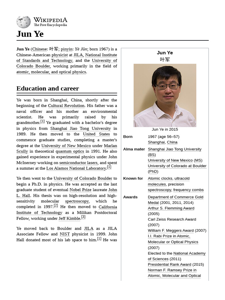Jun_Ye | PDF | Physical Sciences | Physics