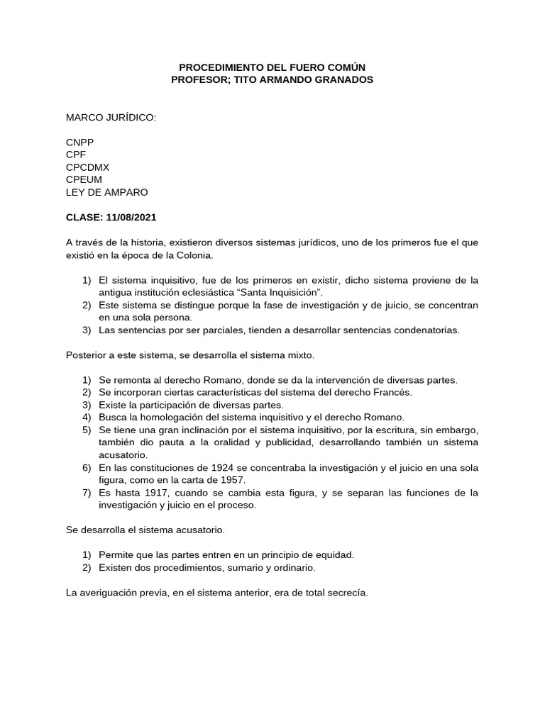 Procedimiento del Fuero Común en México | PDF | Mandato | Queja