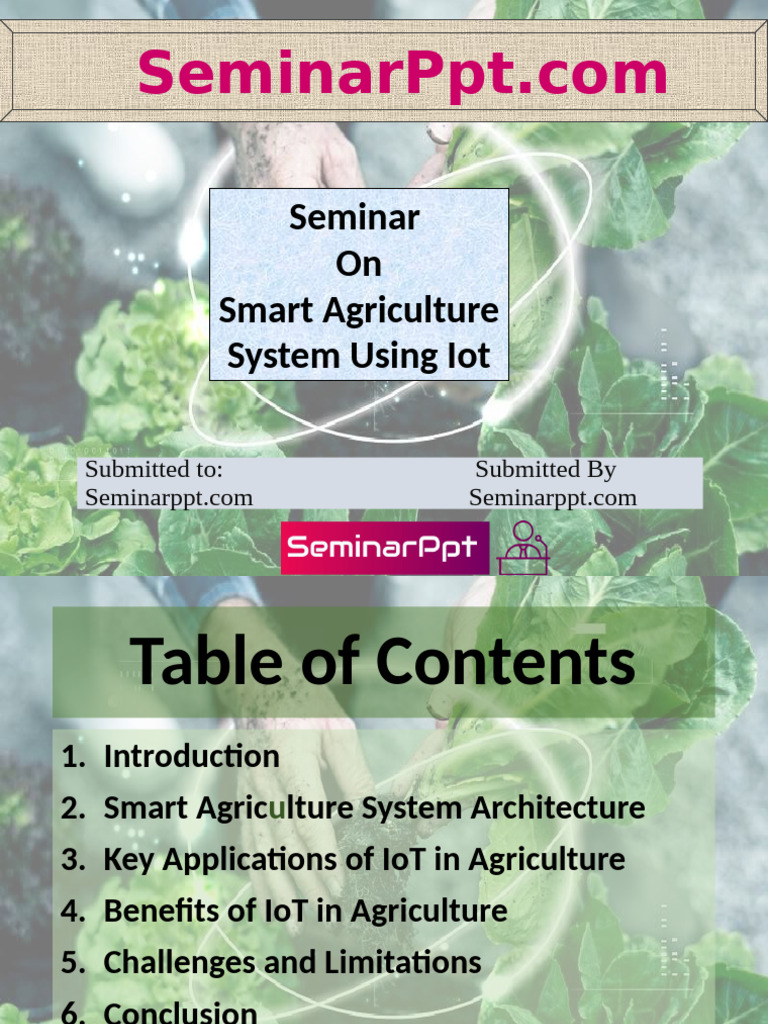 Smart Agriculture System Using Iot | PDF | Internet Of Things | Agriculture