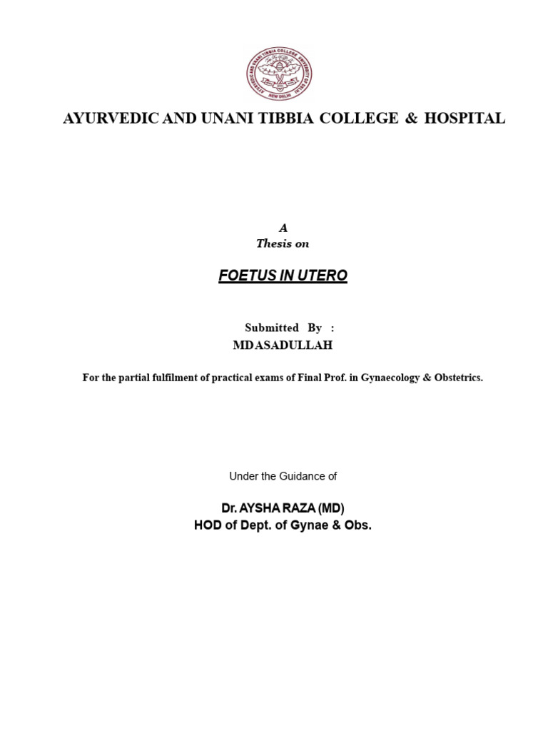 MD ASADULLAH(OBS.)PROJECT.pdf (1) | PDF | Uterus | Pelvis