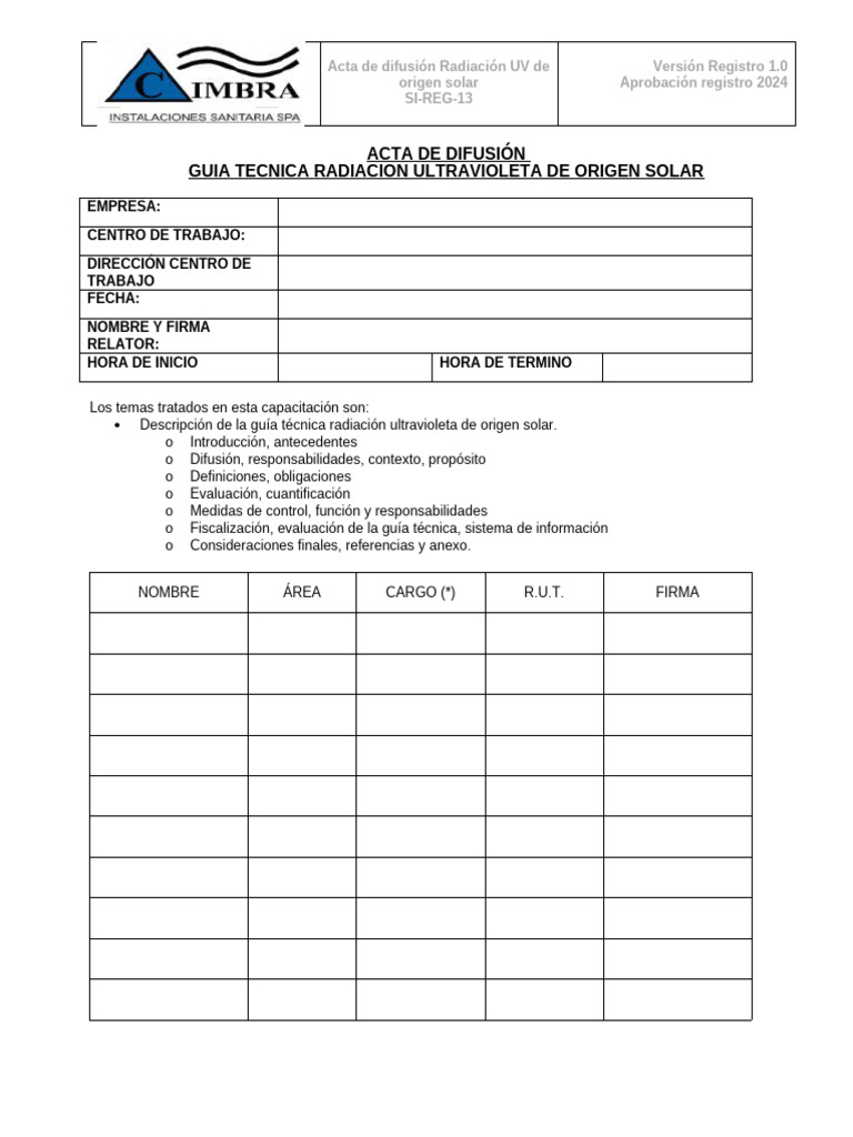 SI-REG-13 Acta de Difusion GUIA RUV | PDF