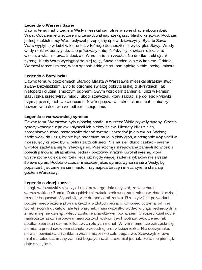 Warszawskie Legendy | PDF