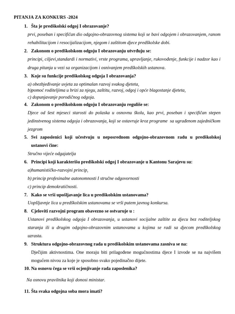 Pitanja Za Konkurs | PDF