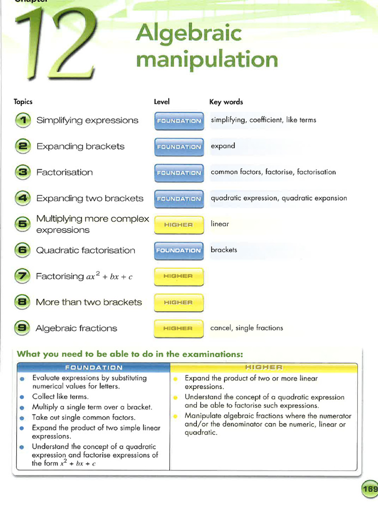 CH 12 Algebraic Manipulation | PDF | Mathematical Concepts | Abstract ...
