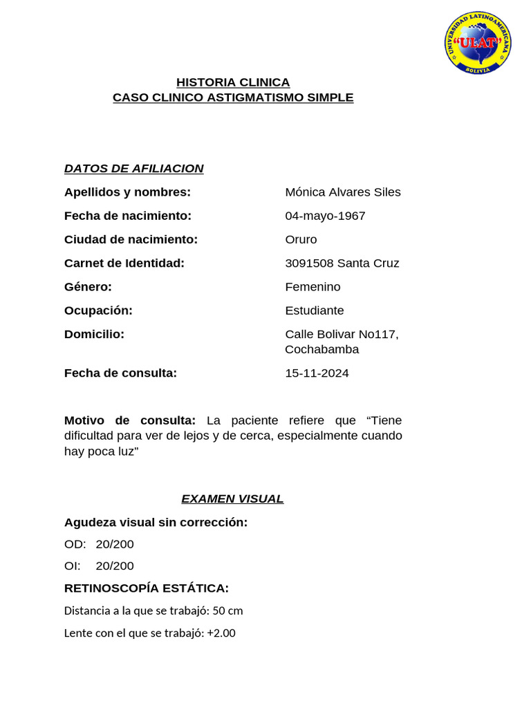 Caso Clinico Ast Compuesto | PDF | Visión | Radiación electromagnética