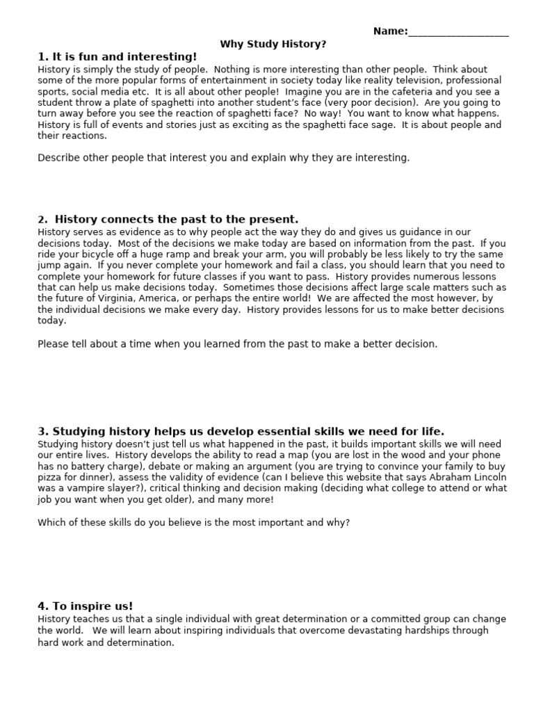 Importance of Studying History | PDF