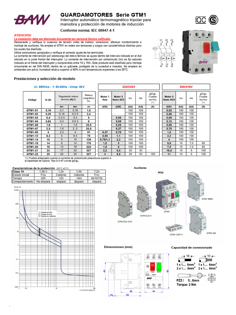 Guardamotores Serie Gtm1 | PDF