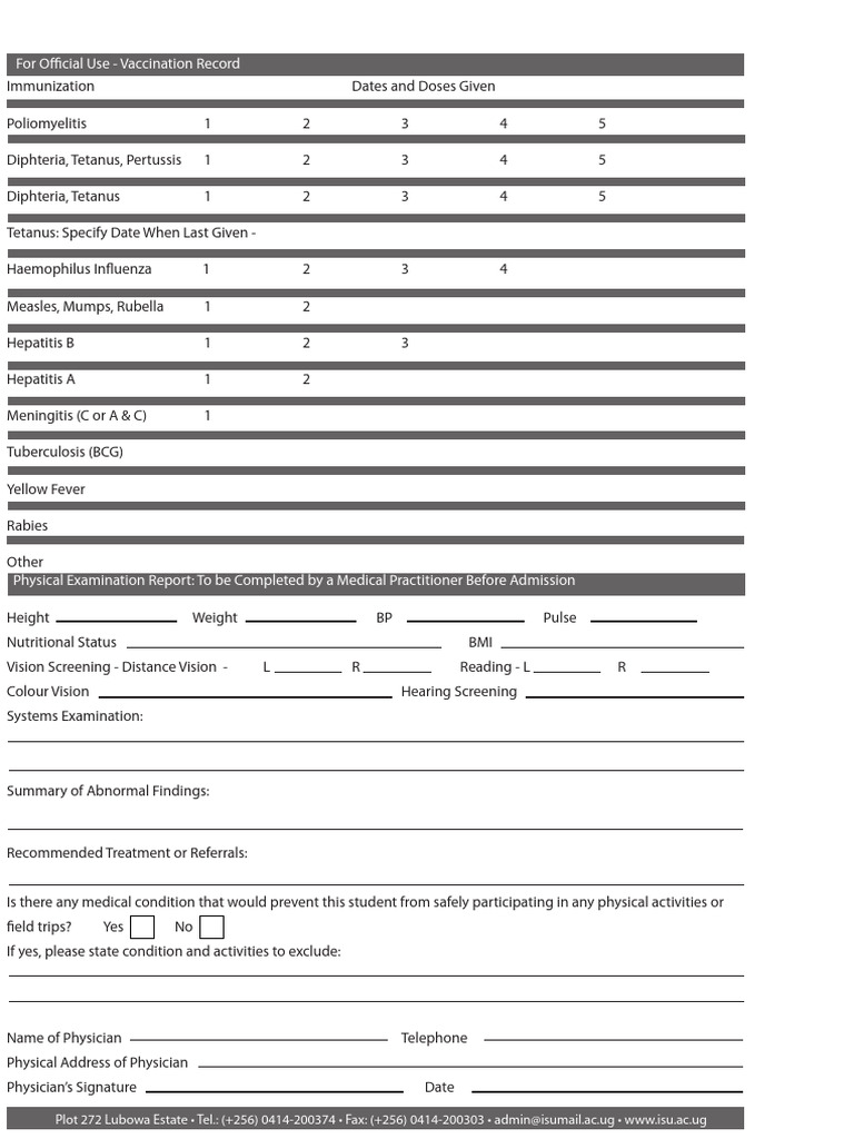 Official Vaccination Record Template | PDF