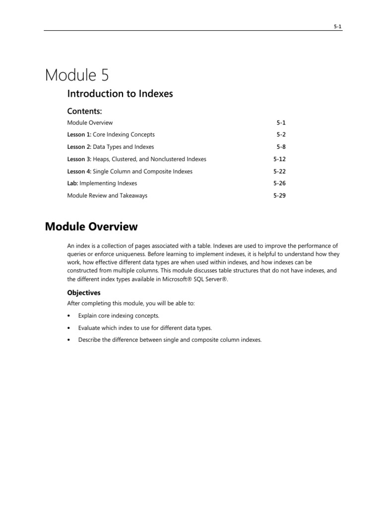 Module 5 6 7 8 | PDF | Database Index | Microsoft Sql Server