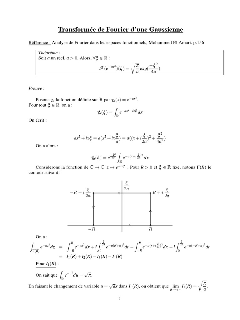 Transformée de Fourier d'une Gaussienne | PDF | Limite (mathématiques ...