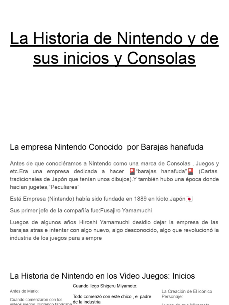 La Historia de Nintendo | PDF | Nintendo | Juegos de consolas