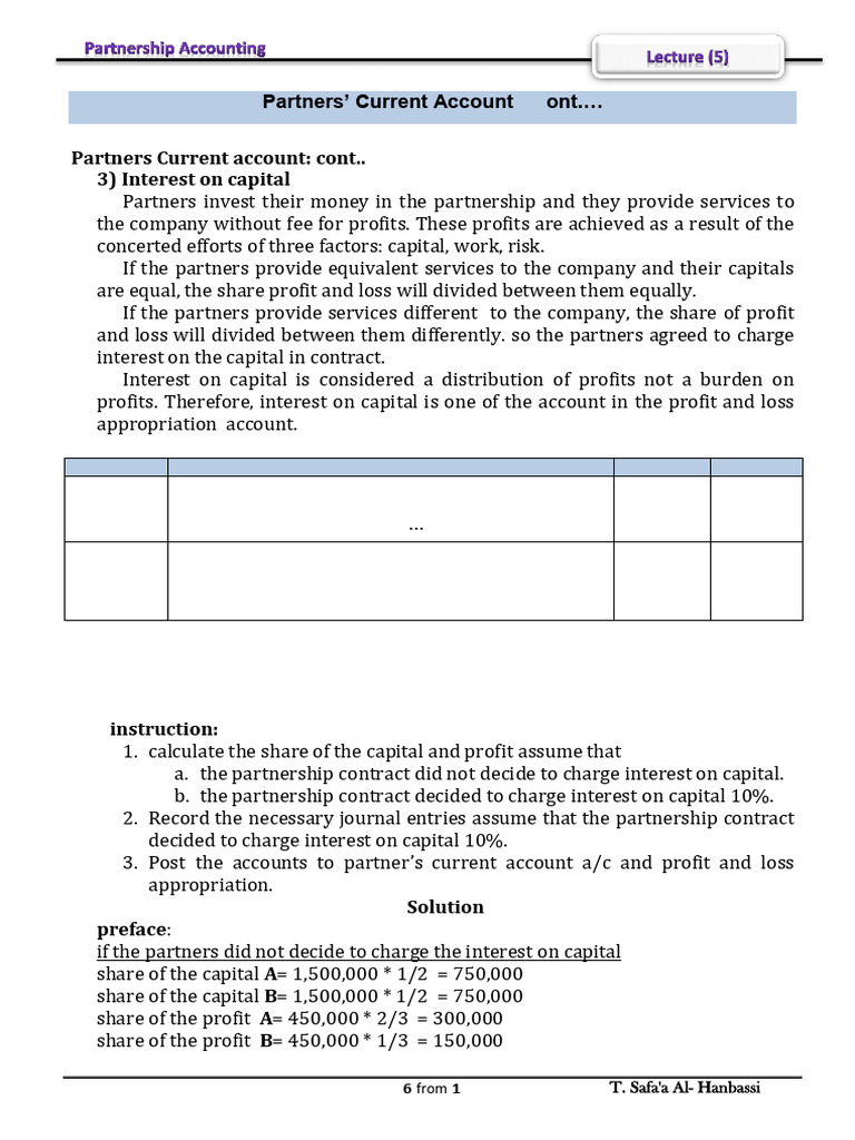 Partners' Current Account Management | PDF | Debits And Credits ...