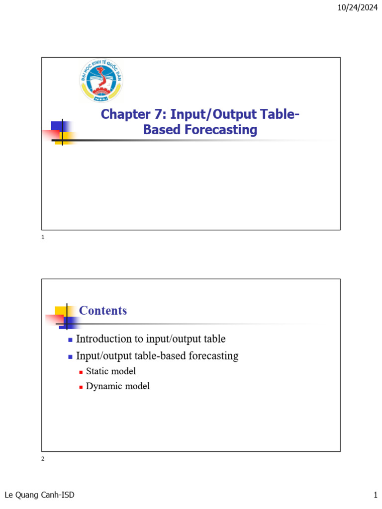 Chapter 7 Input Ouput Forecasting | PDF | Input–Output Model | Economies