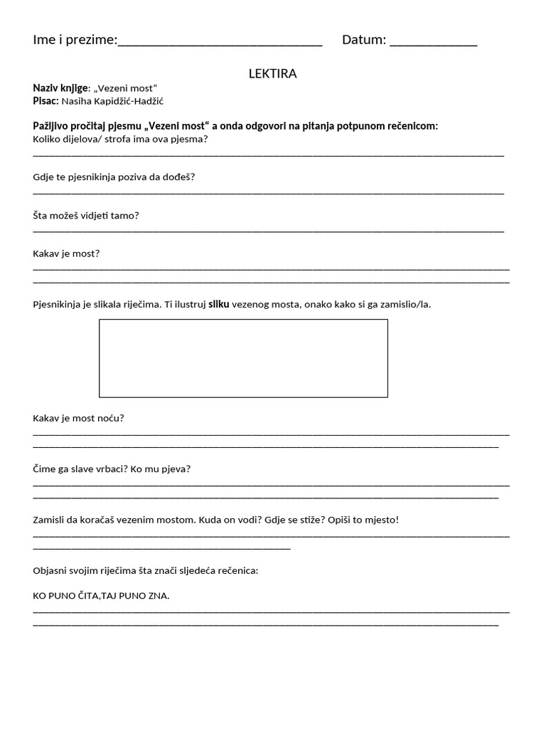 NAST list lektira vezeni most | PDF