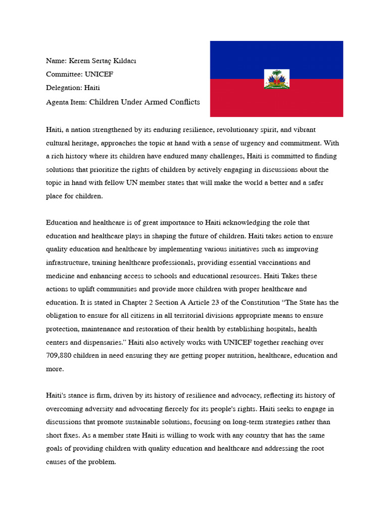 Position Paper UNICEF Haiti | PDF