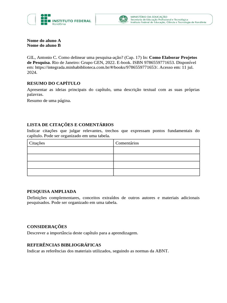 Modelo Fichamento IAU0917 | PDF