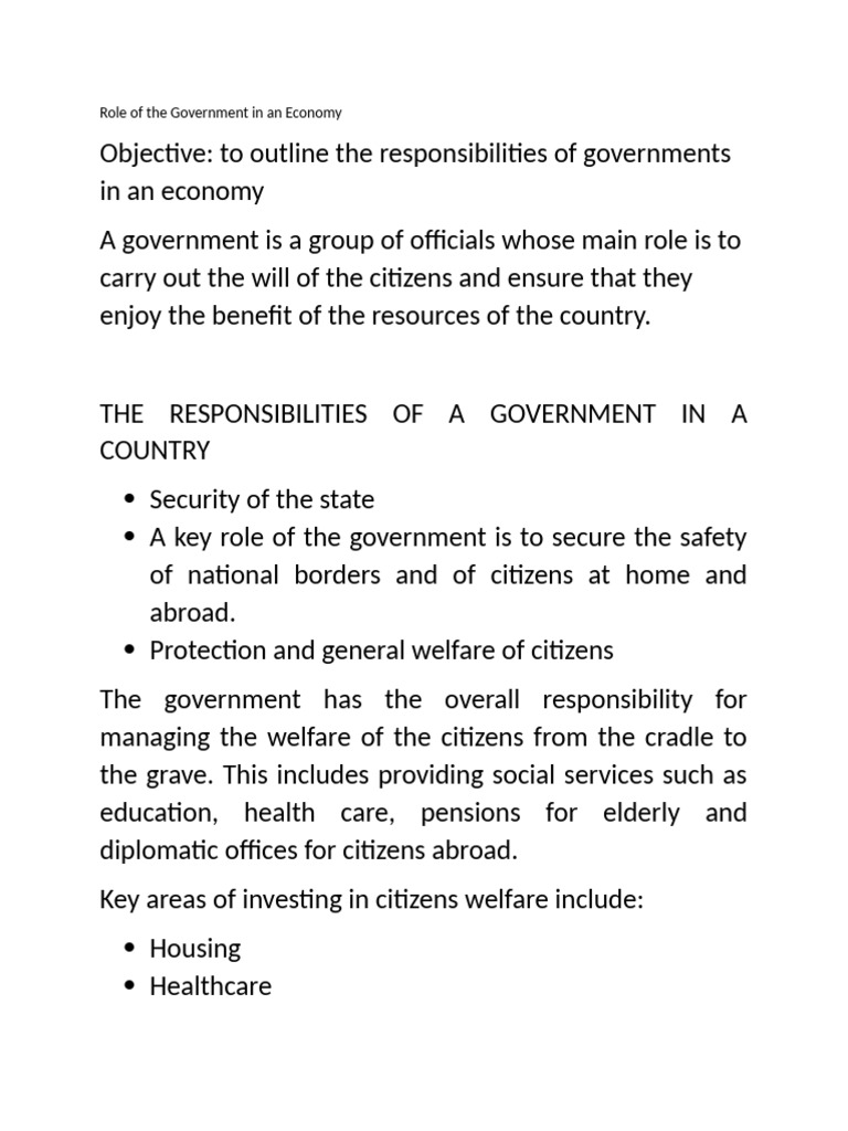 POB - Role of the Government in an Economy | PDF | Taxes | Direct Tax