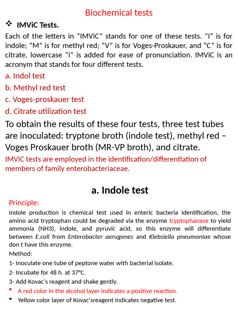 IMViC Tests | PDF