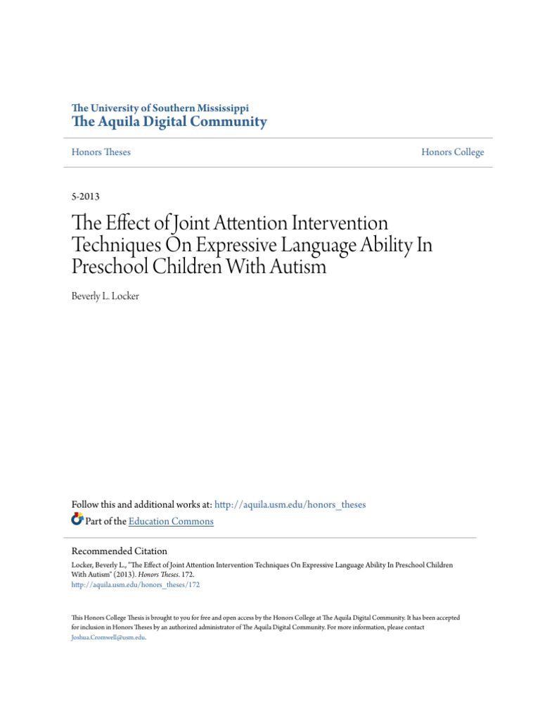 Autism: Joint Attention & Language | PDF | Autism Spectrum | Language ...