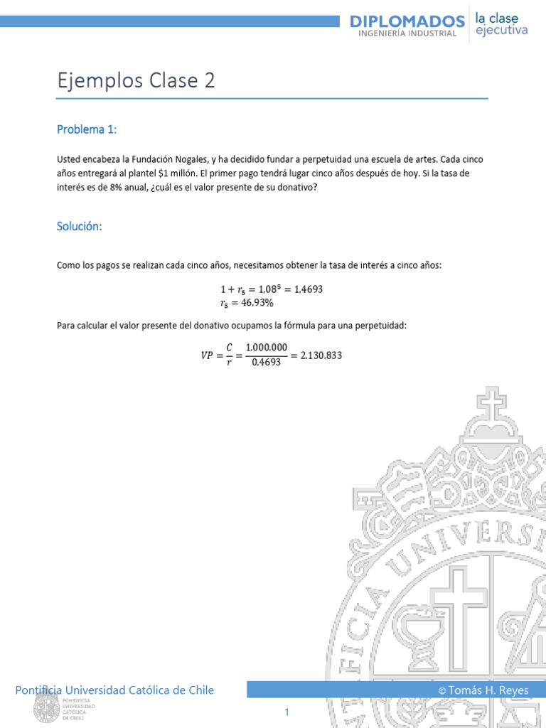 Ejemplos Clase 2: Evaluación de Proyectos | PDF