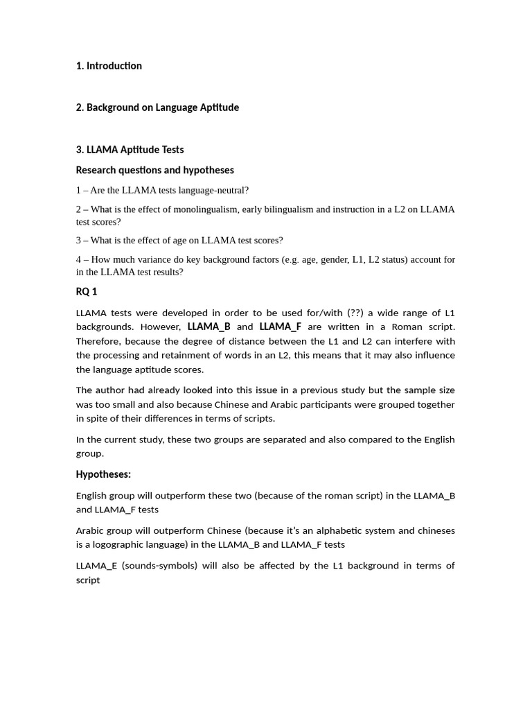 Examining The LLAMA Aptitude Tests | PDF | Second Language ...