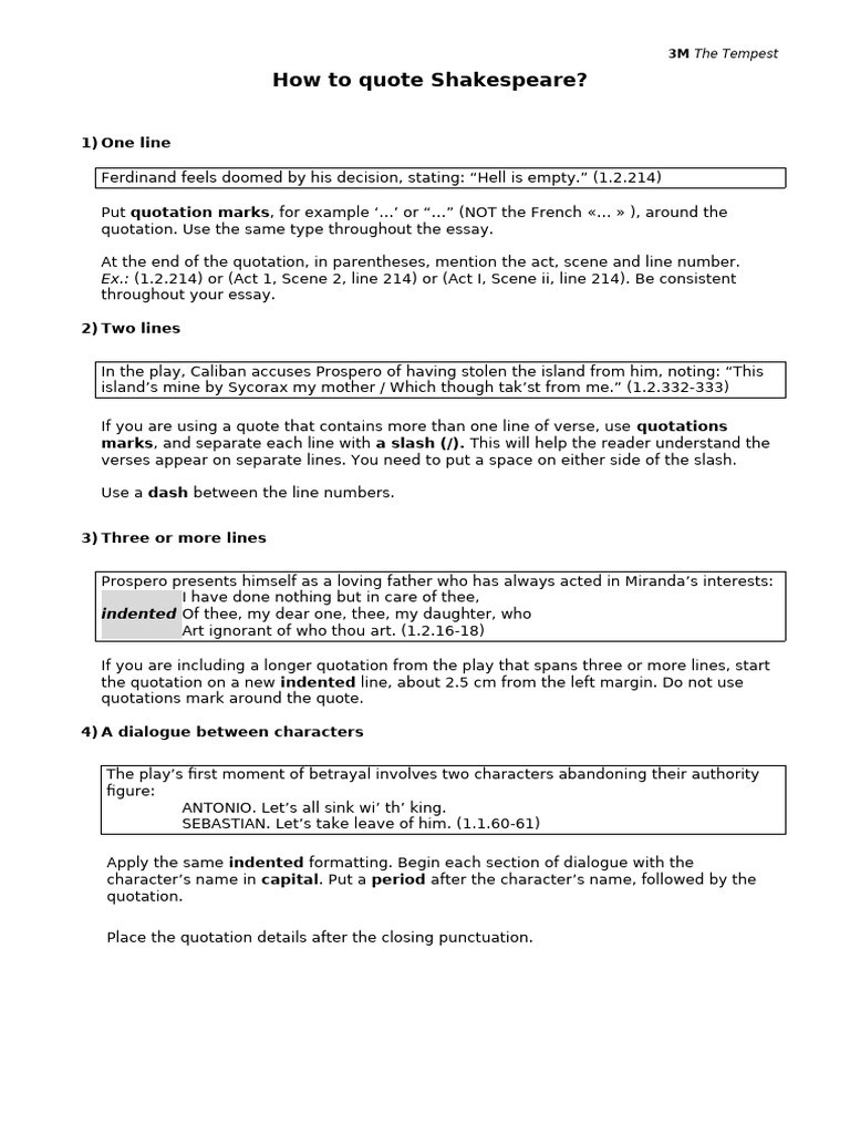 The Tempest Using Quotations | PDF | The Tempest