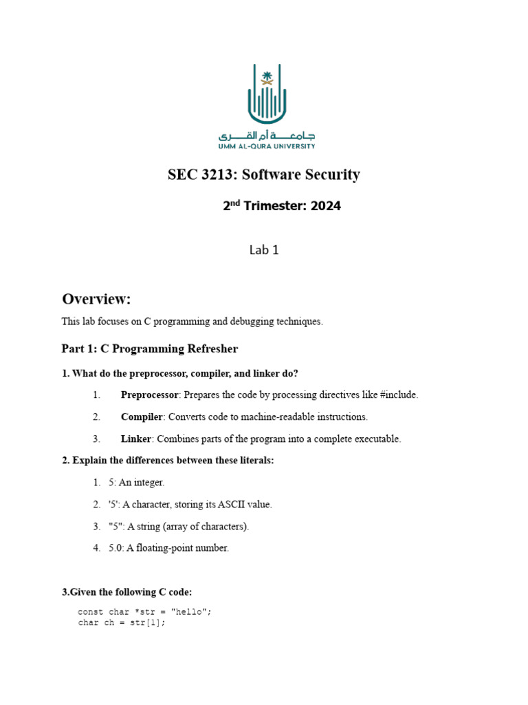 Lab 1-software (1) | PDF | Computer Data | Computer Architecture