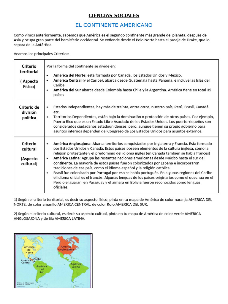 División del Continente Americano | PDF | Américas | America latina