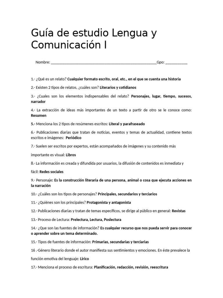 Guia de Estucios Lengua y Comunic I. | PDF | Información | Imagen