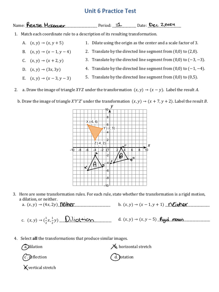 Reese McKeever - Geometry Unit 6 Practice Test | PDF | Perpendicular ...