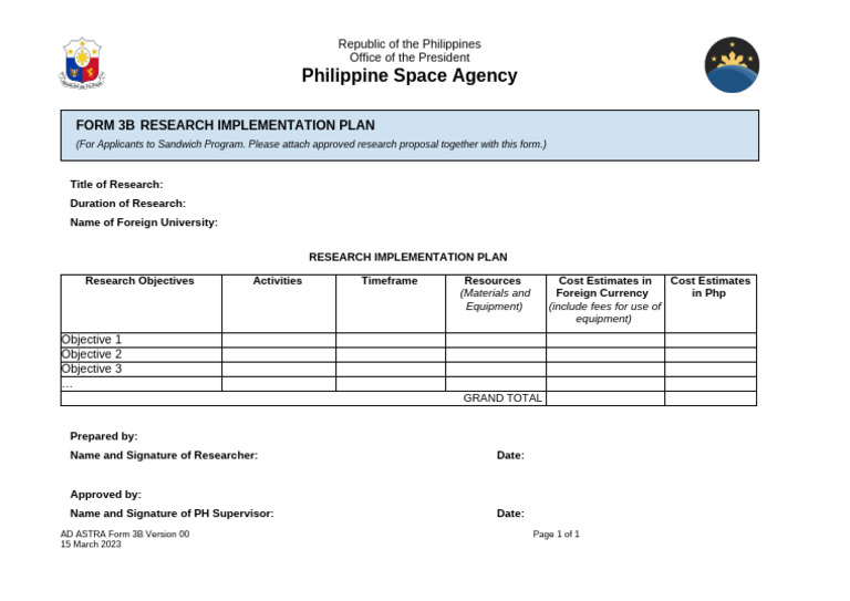 Form 3B - Research Implementation Plan | PDF