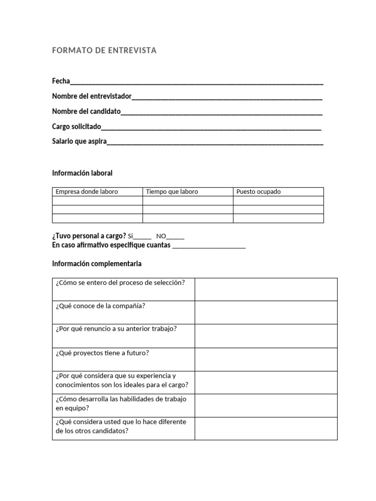 Formato de Entrevista | PDF